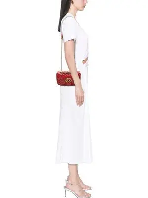 Gucci Small Gg Marmont Matelassé Calfskin Shoulder Bag - Red