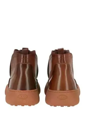 TOD'S T-monogram Leather Chelsea Boots - Brown