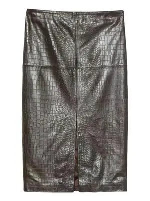 Federica Tosi Crocodile-effect Leather Midi Skirt - Brown