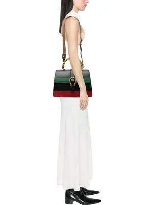 Gucci 2000-2015 Large Calfskin Bamboo Dionysus Web Satchel - Black