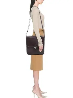 Loewe Leather Anagram Flap Crossbody Bag - Brown