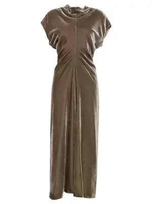 Agnona Velvet Ruched Waist Maxi Dress - Green