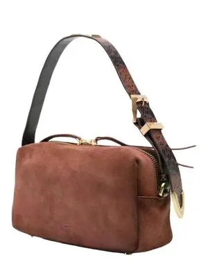 Pinko Studded Leather-strap Shoulder Bag Brown