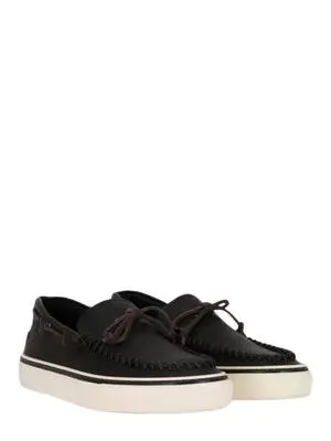 TOD'S Leather Loafers With Whipstitch Detail - Black