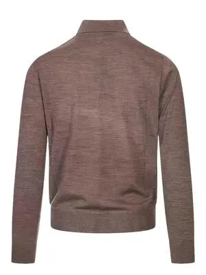 Canali Long-sleeve Polo Shirt - Brown