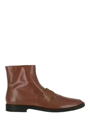 TOD'S Leather Penny Ankle Boots - Brown