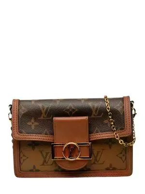 LOUIS VUITTON Monogram Reverse Dauphine Wallet On Chain Crossbody Bag - Brown