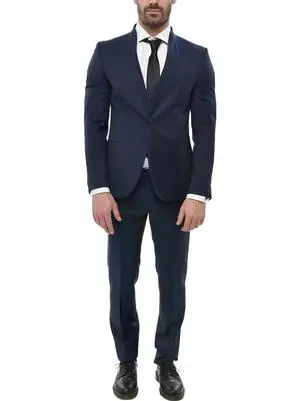 Corneliani Single-breasted Mandarin-collar Suit - Blue