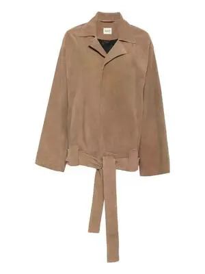 Khaite Belted Suede Jacket - Brown