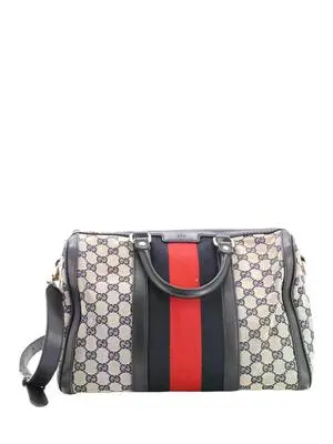Gucci Gucci Vintage Web Boston Bag GG Canvas Medium Satchel Blue