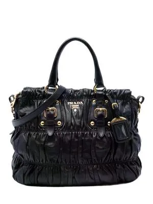 Prada 2010-2026 Nappa Gaufre Satchel - Black