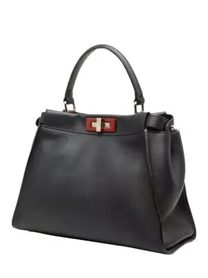 Fendi Leather Peekaboo Iconic Satchel - Blue