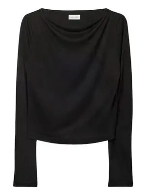 HOUSE OF DAGMAR Draped Long Sleeve T-shirt - Black