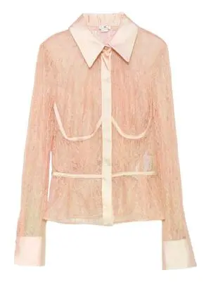 Elisabetta Franchi Lace-panelled Satin-trim Shirt - Pink