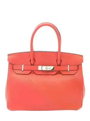 Hermès 2017 Clemence Leather Birkin Tote Bag - Red