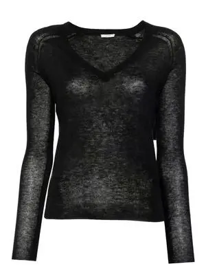 JOSEPH Cetus V-neck Long Sleeve Top - Black