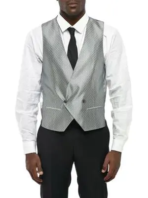 Corneliani Jacquard Double-breasted Waistcoat - Grey