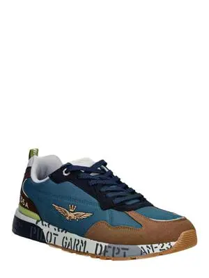 AERONAUTICA MILITARE Panelled Sneakers With Embroidered Logo - Blue