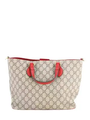 Gucci Gucci Convertible Soft GG Coated Canvas Tote Bag With Applique Brown