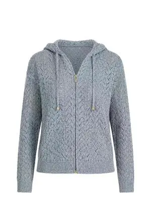 Eleventy Pointelle Knit Zip-up Hoodie - Grey