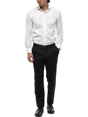 Corneliani Virgin Wool Trousers With Satin Detail - Black
