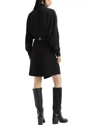 Brunello Cucinelli Silk And Acetate Crêpe Cady Tuxedo Dress With Monili - Black