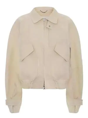 VICTORIA BECKHAM Victoria Beckham Beige Bomber Jacket With Spread Collar