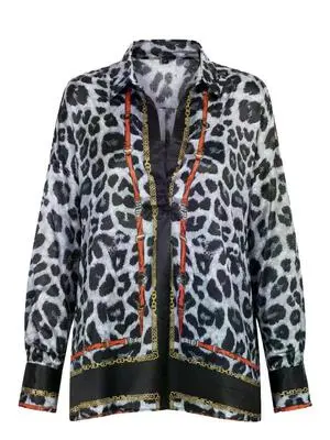 LARA LARA Leopard-Print Chain-Link Shirt
