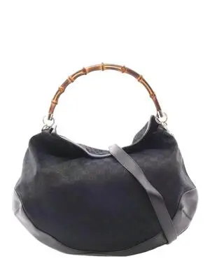 Gucci Bamboo Gg Canvas Tote Bag - Black