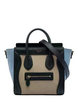 Celine 2017 Nano Tricolor Leather Luggage Tote Satchel - Neutrals