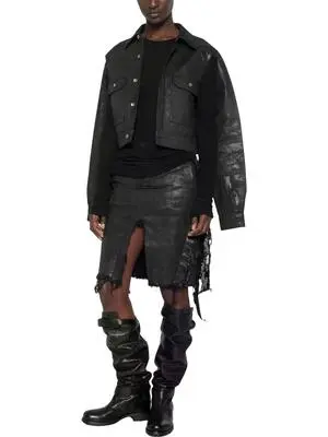 Rick Owens Cropped Jacket With Cape Sleeves - Black