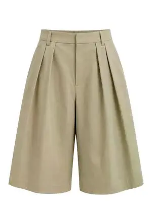 Tibi Pleated Wide-leg Shorts - Neutrals
