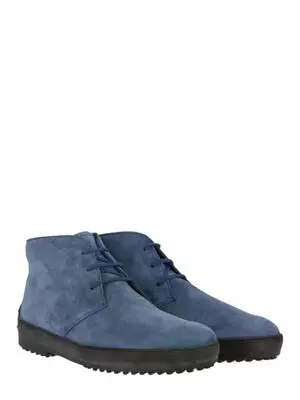 TOD'S Suede Lace-up Ankle Boots - Blue