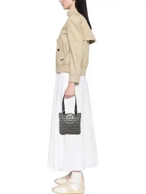 Fendi Zucchino Canvas Shoulder Bag - Grey