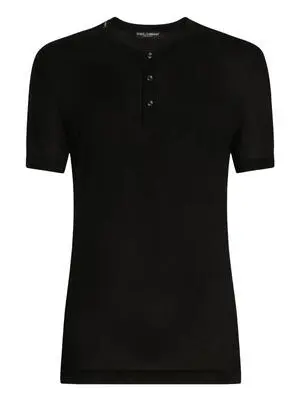 Dolce & Gabbana Silk Serafino T-shirt - Black