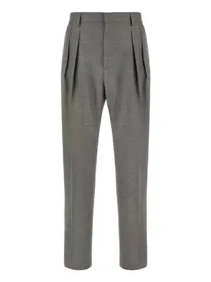 Paul Smith Superfine Merino Wool Pleated Trousers - Grey
