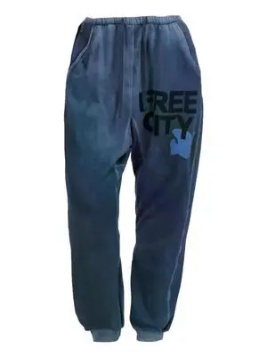 FREECITY Logo Print Drawstring Track Pants - Blue
