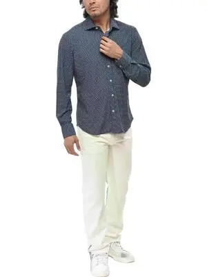 ALESSANDRO GHERARDI Patterned-fabric French-collar Shirt - Blue