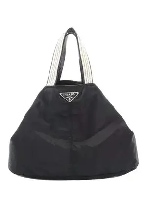 Prada Triangle Logo Tote Bag - Black