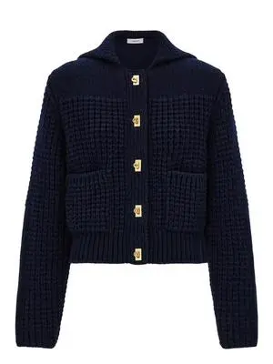 FERRAGAMO Navy Cardigan With Gancini Buttons - Blue