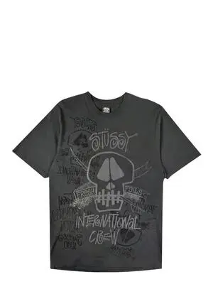 StÜssy Pigment-dyed Skull-print T-shirt - Black