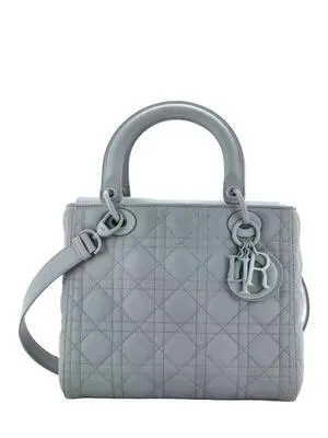 Dior Lady Cannage Quilt Calfskin Medium Satchel - Grey