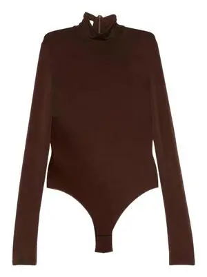Andamane Ziggy High-neck Long-sleeve Bodysuit - Brown