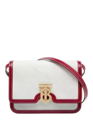 Burberry Small Canvas Tb Flap Crossbody Bag - Red