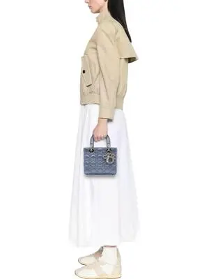 Dior Christian Dior Small Satin Cannage Swarovski Lady Dior Satchel Blue