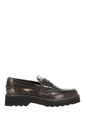 TOD'S Leather Penny Loafers - Grey