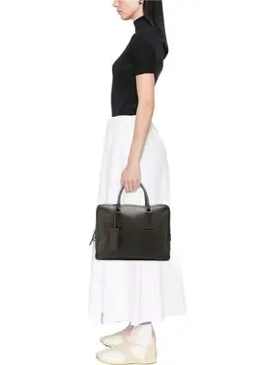 Prada Saffiano Leather Briefcase - Grey