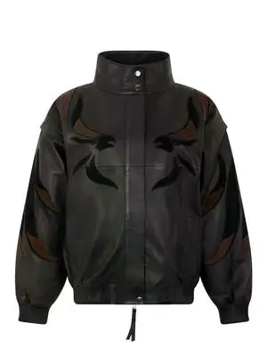 P.a.r.o.s.h Leather Jacket With Eagle Patch - Brown