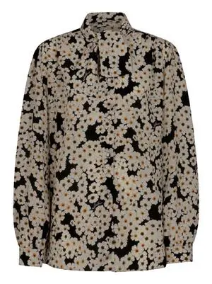 Valentino Garavani Floral Print Silk Blouse - Nero