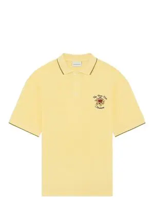 Drole De Monsieur Drole De Monsieur Embroidered Rose Polo Shirt With Contrasting Trim Giallo